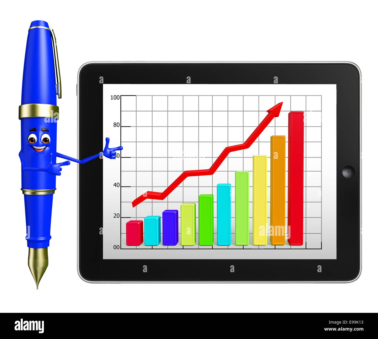 Cartoon Chatacter of Pen with business graph Stock Photo - Alamy