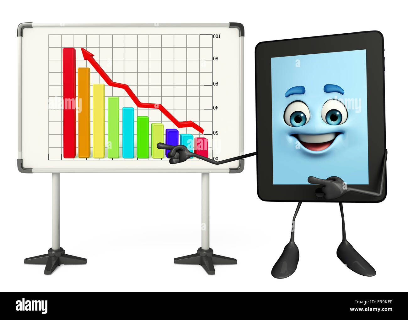Cartoon character of tab with business graph Stock Photo - Alamy