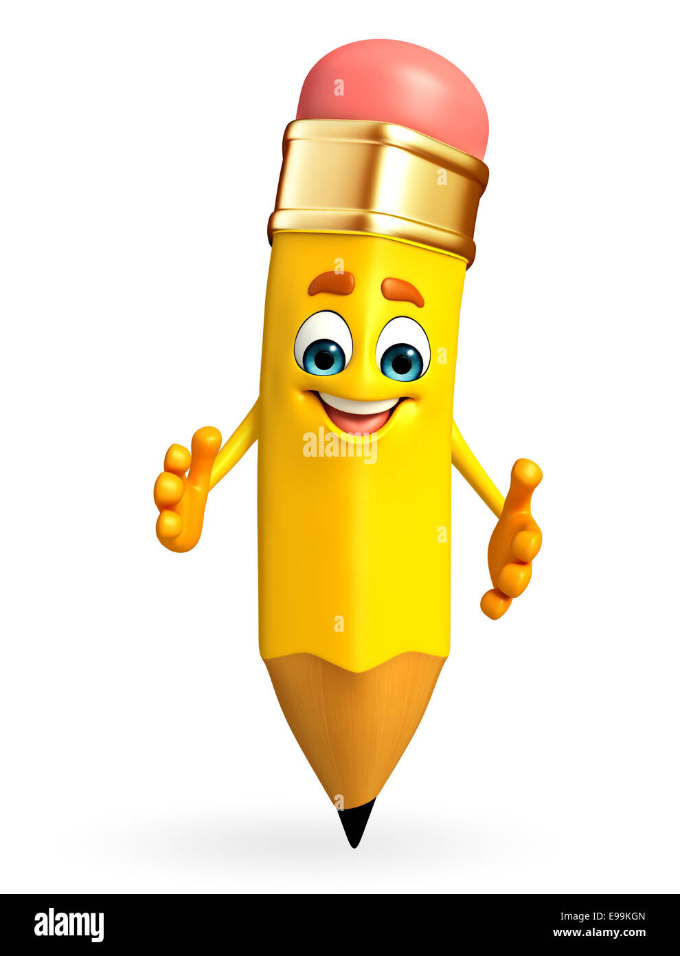 Cartoon Character of pencil is clapping hand Stock Photo - Alamy