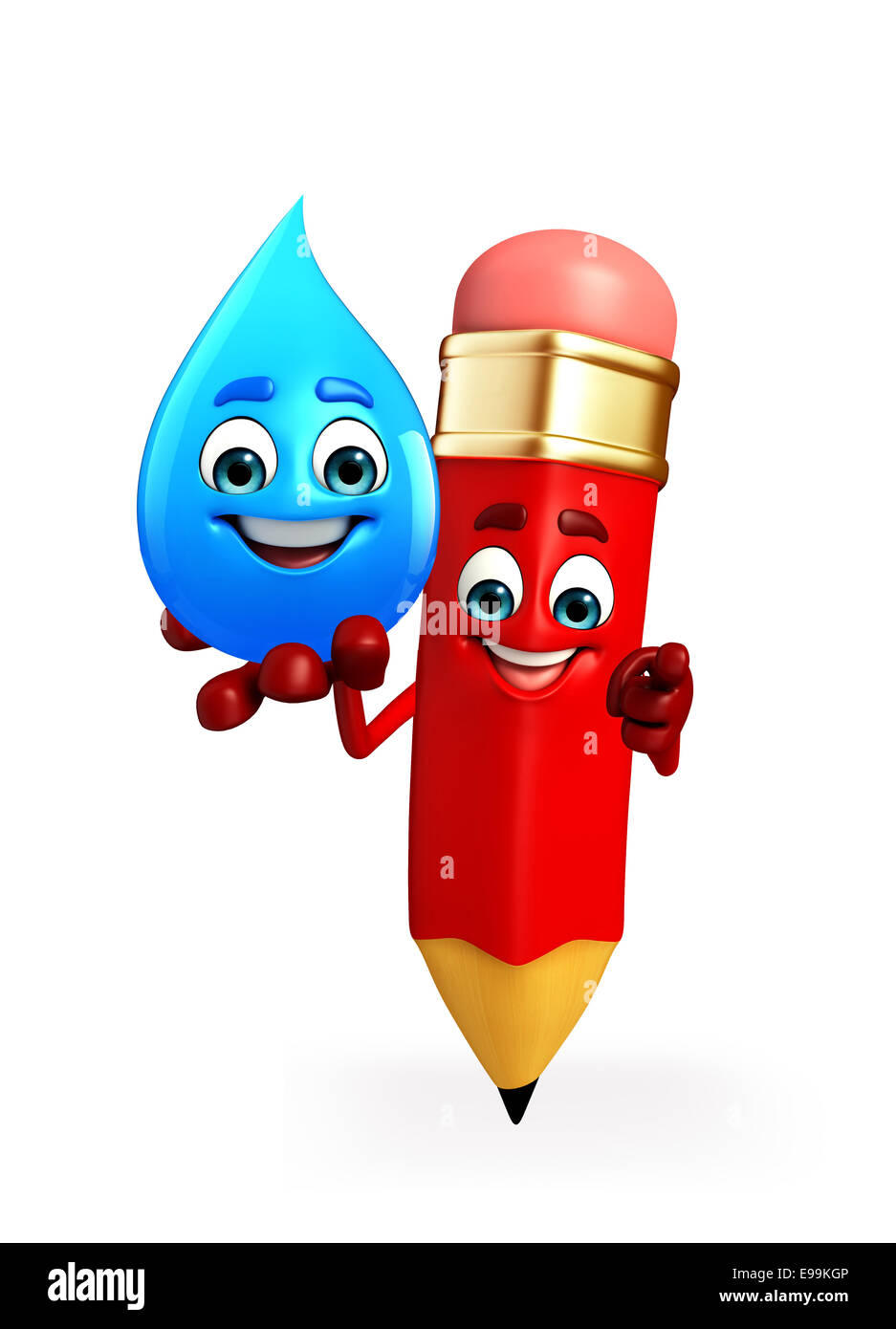 Cartoon Character of pencil with water drope Stock Photo - Alamy