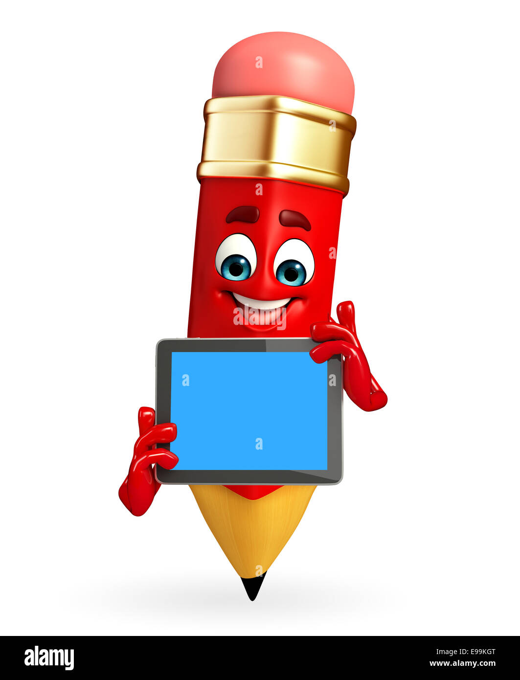 Cartoon Character of pencil with tab Stock Photo - Alamy