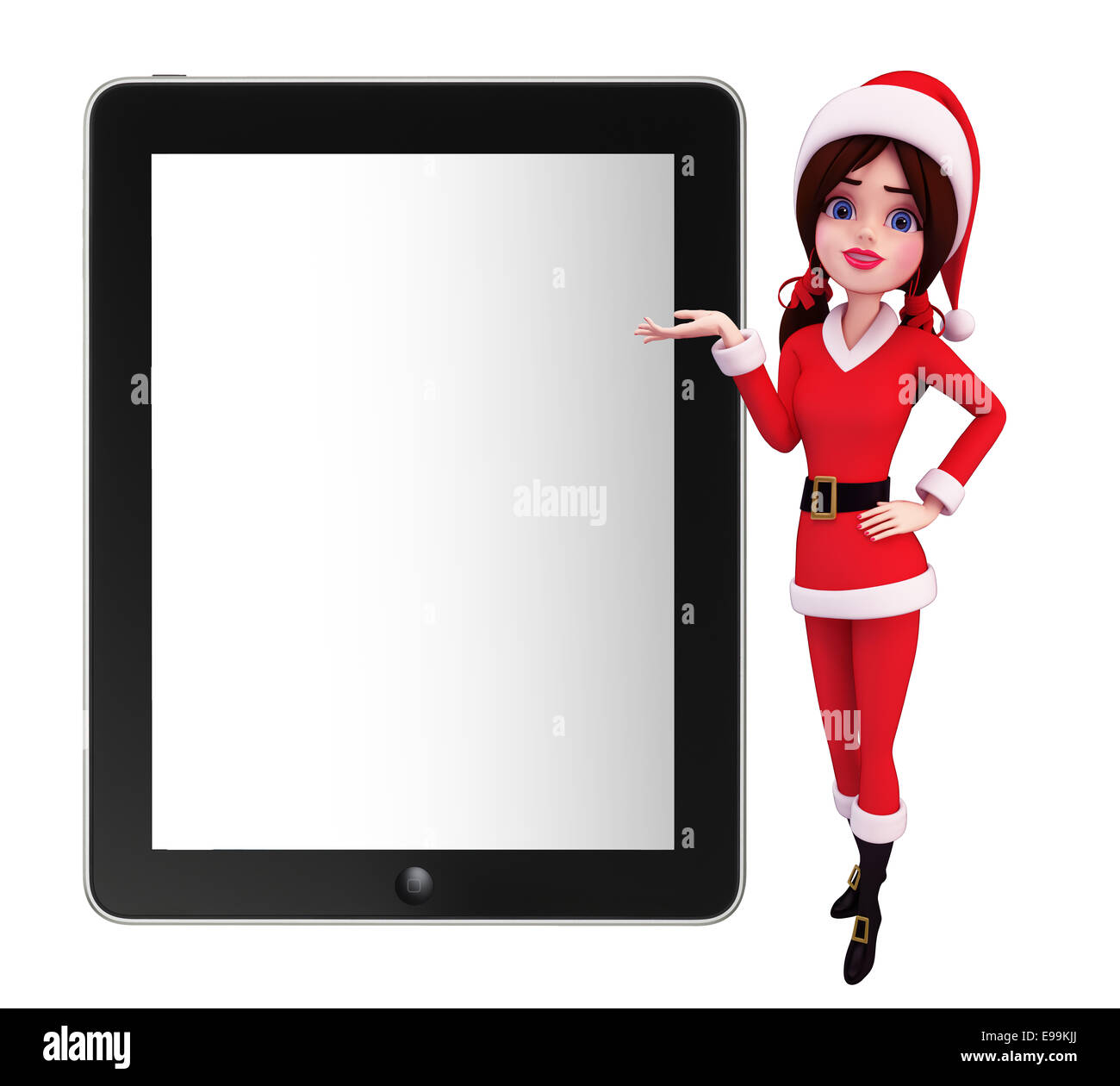 Illustration of santa girl with tab Stock Photo - Alamy