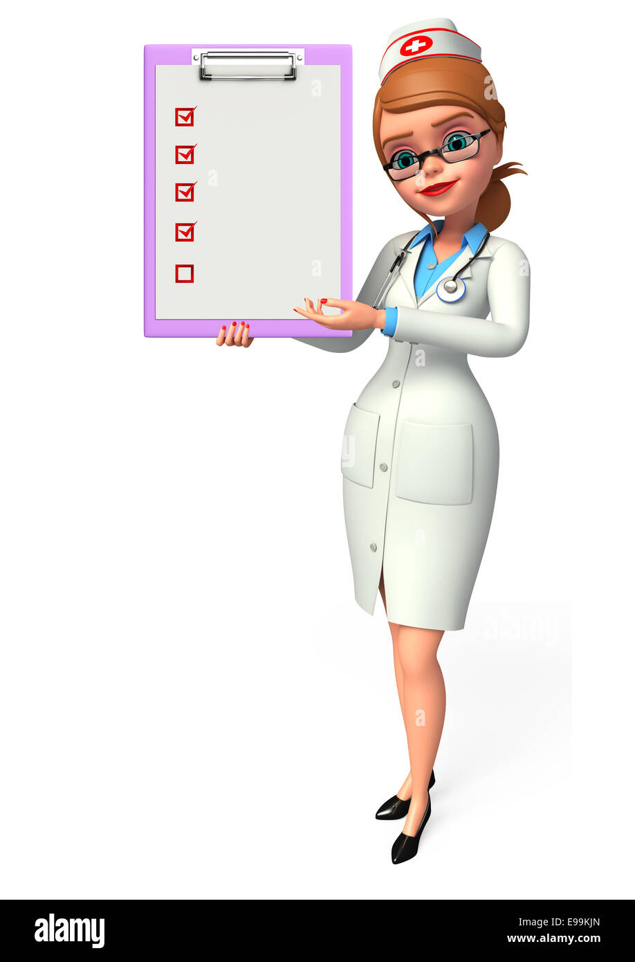 Illustration of Young Nurse with notepad Stock Photo - Alamy