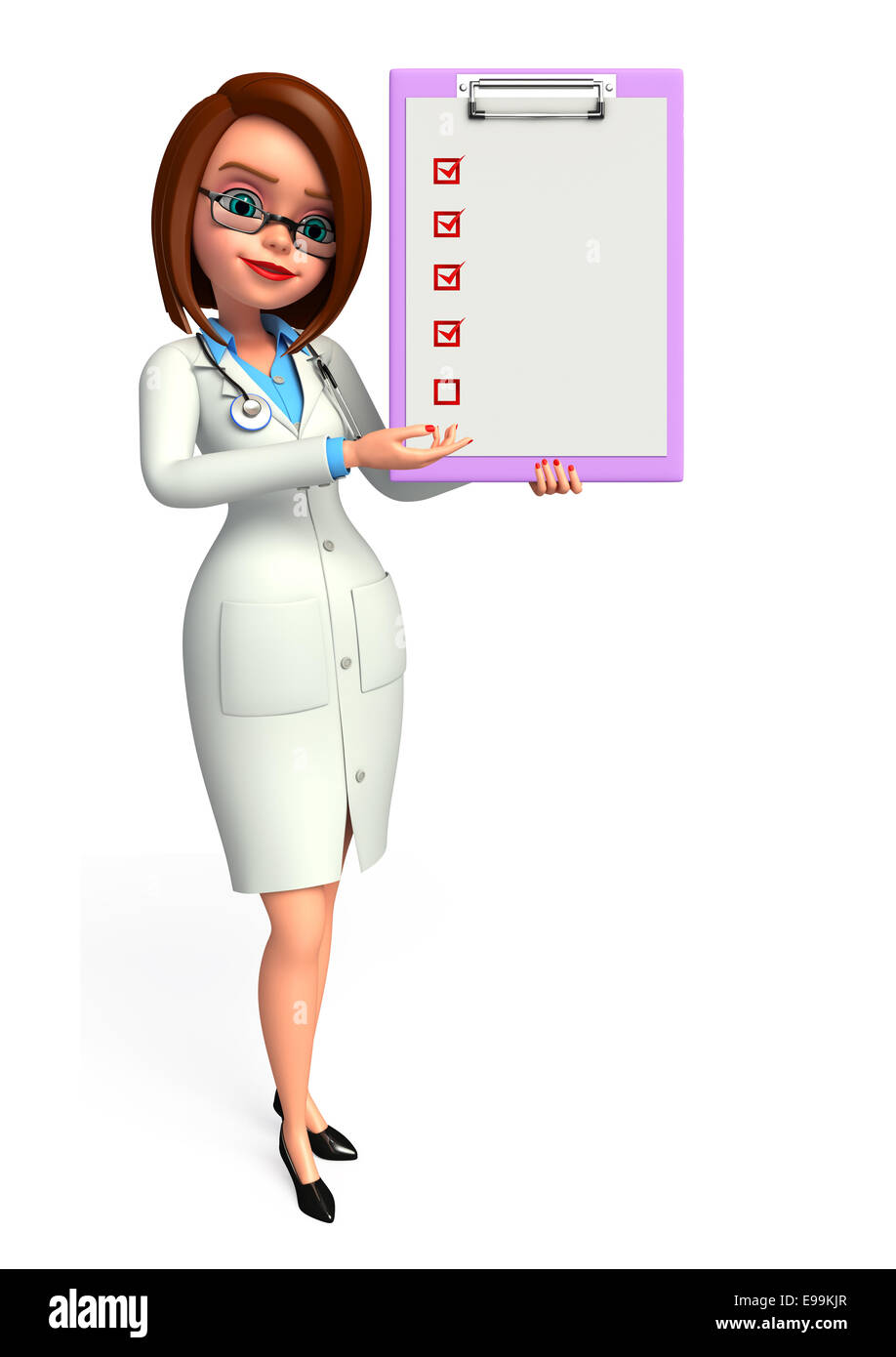 Illustration of young doctor with notepad Stock Photo - Alamy