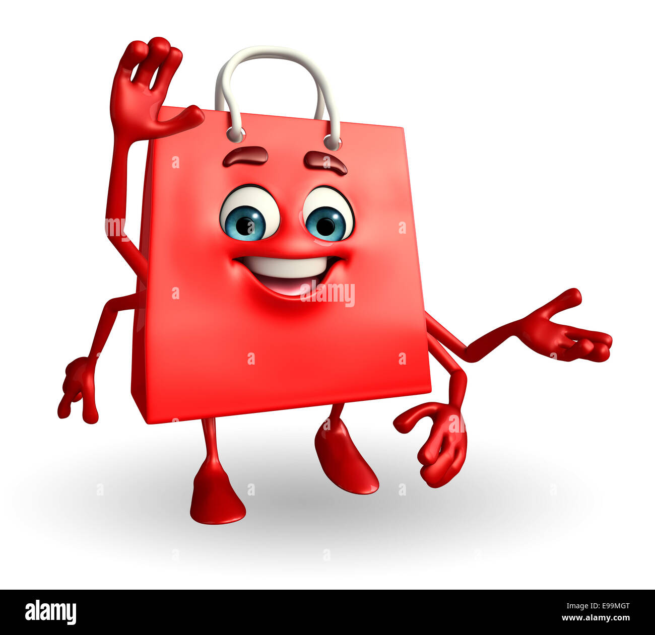Cartoon Character of shopping bag with hello pose Stock Photo - Alamy