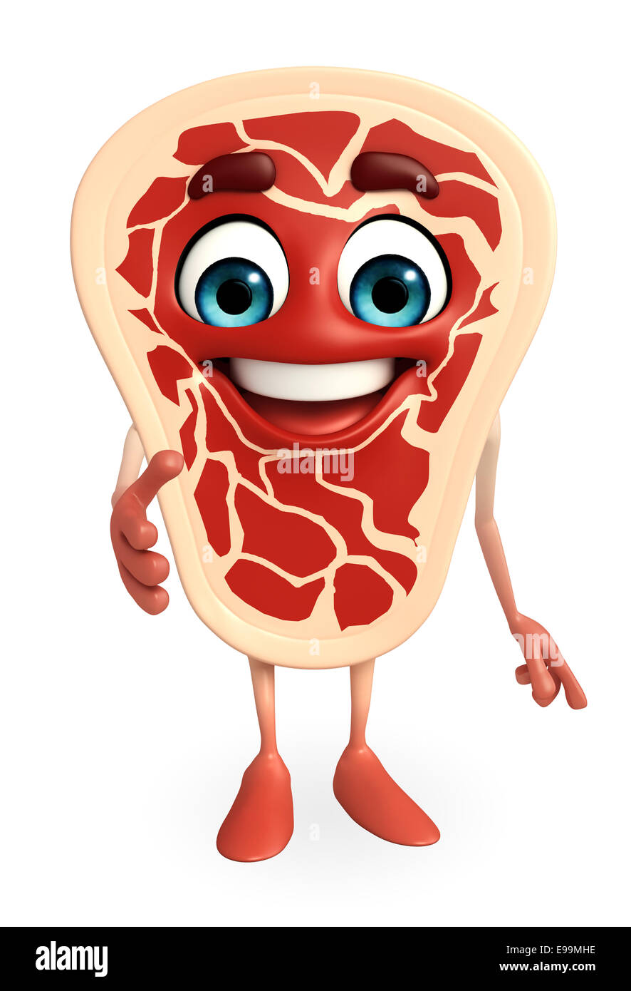 Cartoon Character of meat steak with Shake hand Stock Photo - Alamy