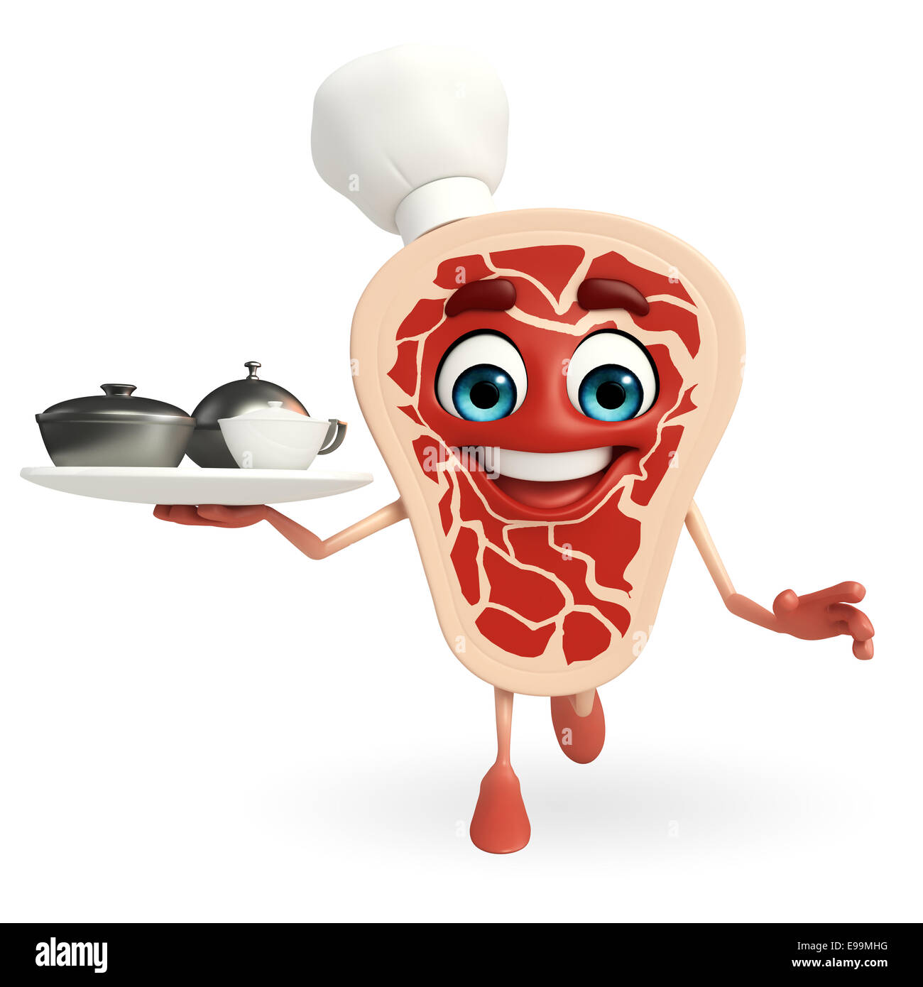Cartoon Character of chef meat steak with dish pan Stock Photo - Alamy