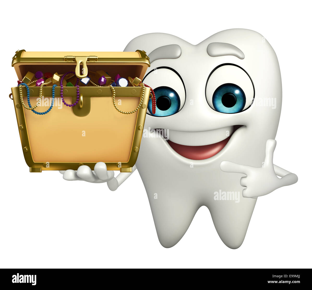 Cartoon character of teeth with treasure box Stock Photo - Alamy