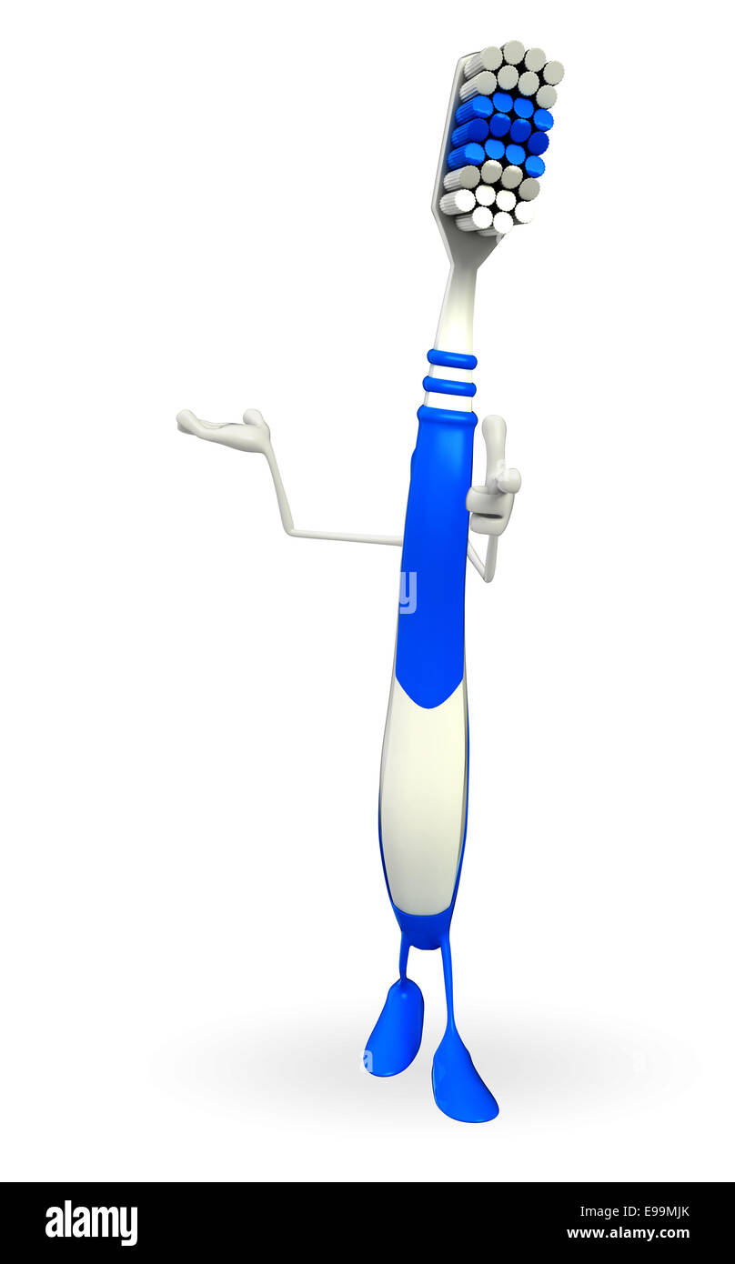 Cartoon Character of toothbrush is presenting Stock Photo - Alamy