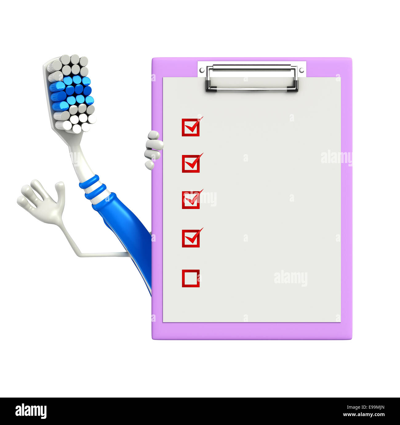 Cartoon Character of toothbrush with notepad Stock Photo - Alamy