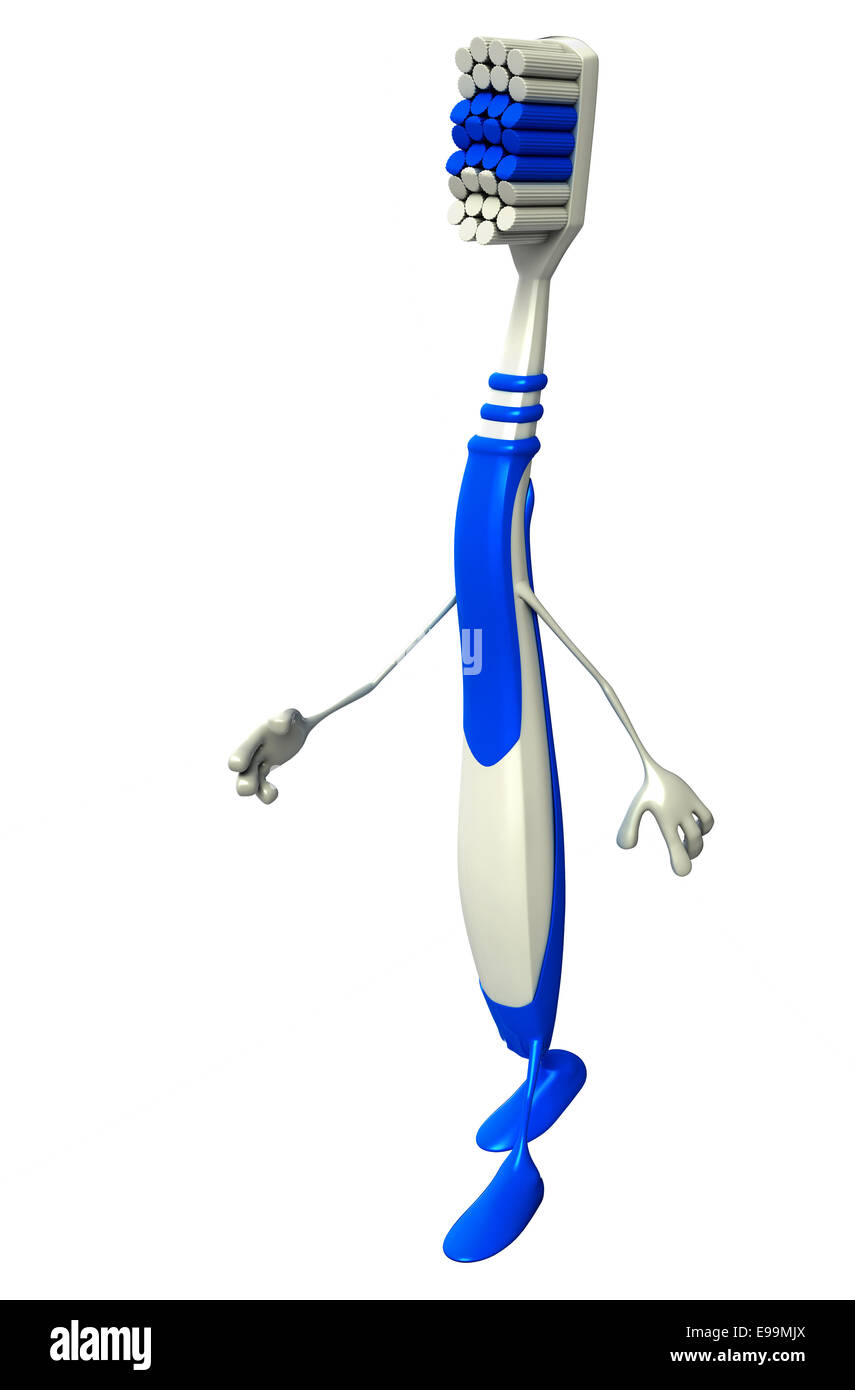 Cartoon Character of toothbrush is walking Stock Photo - Alamy