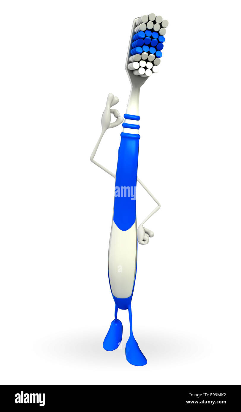 Cartoon Character of toothbrush with best sign Stock Photo - Alamy