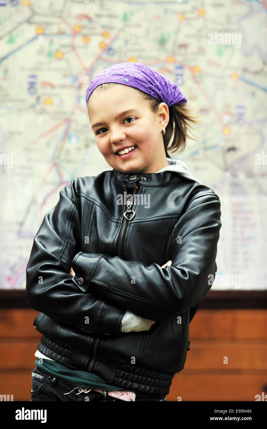 girl with city map panel Stock Photo - Alamy