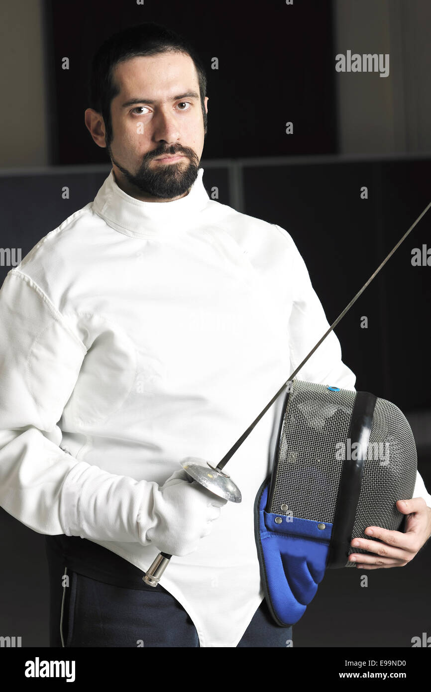 sword sport athlete portrait at training Stock Photo - Alamy