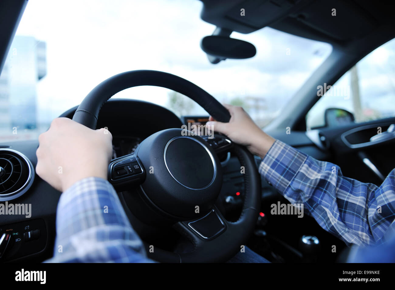 man using car navigation Stock Photo - Alamy