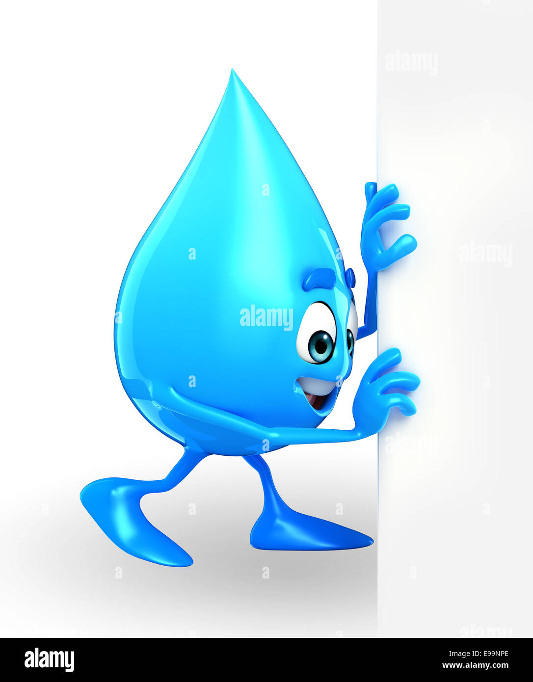 Cartoon Character Of Water Drop with sign Stock Photo - Alamy