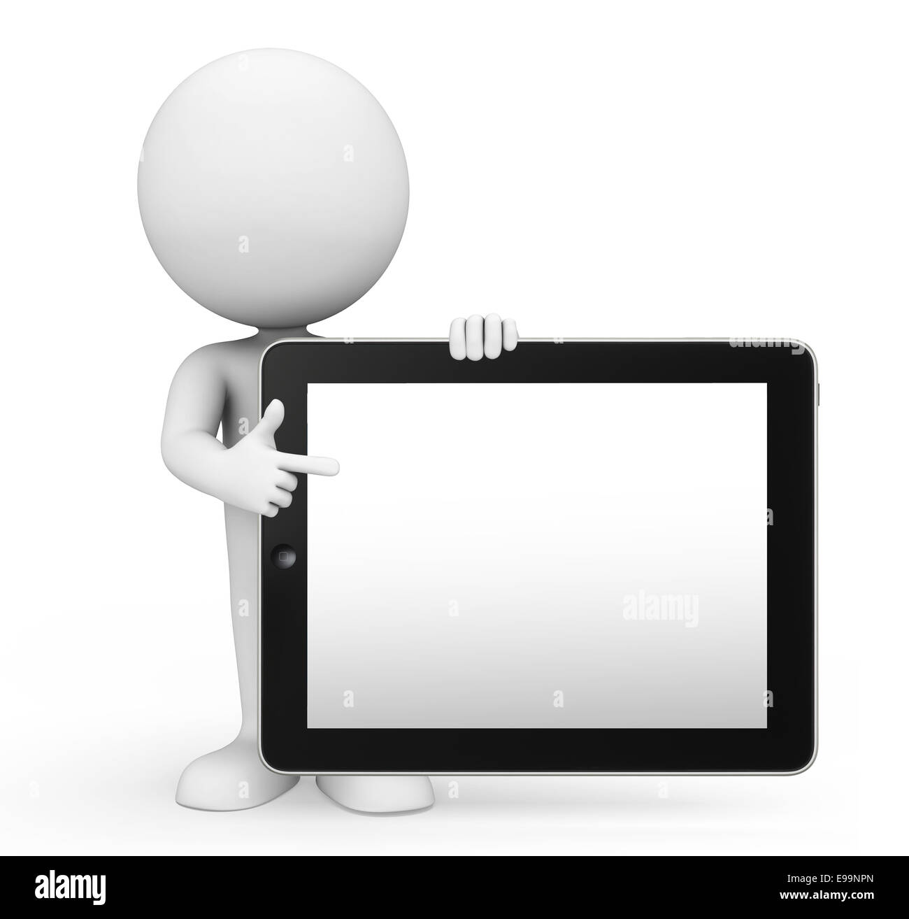 Illustration of white character with tab Stock Photo - Alamy
