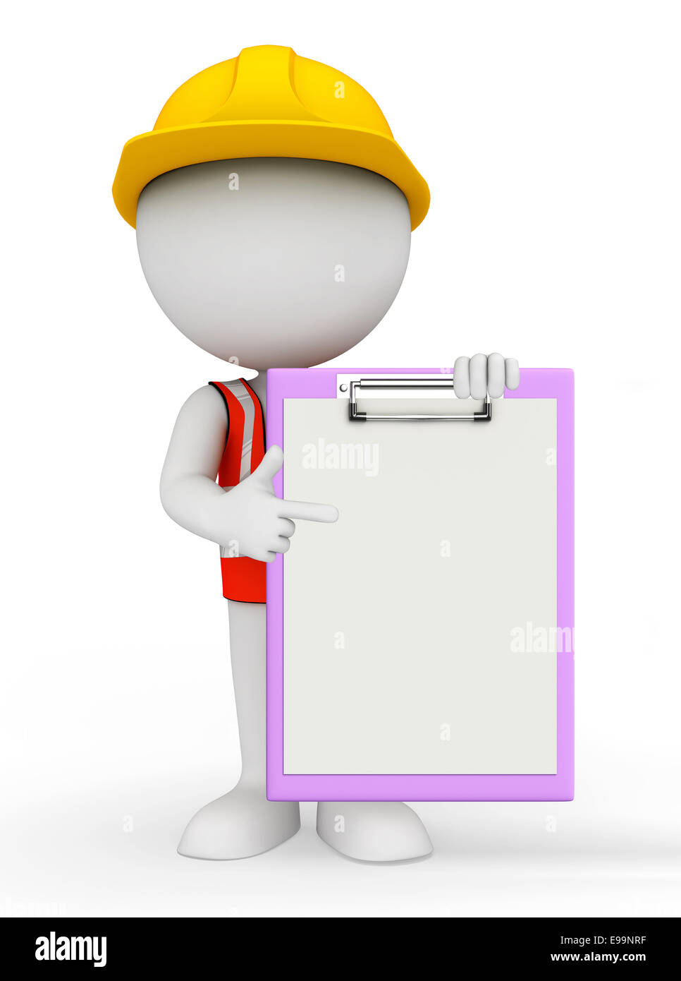 Illustration of young worker with notepad Stock Photo - Alamy