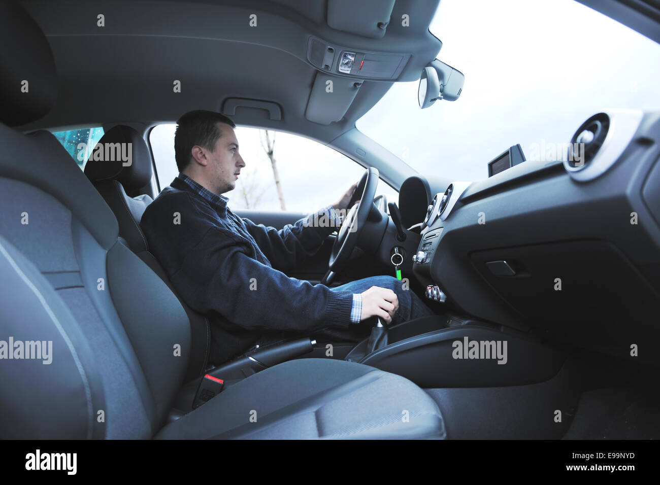 man using car navigation Stock Photo - Alamy