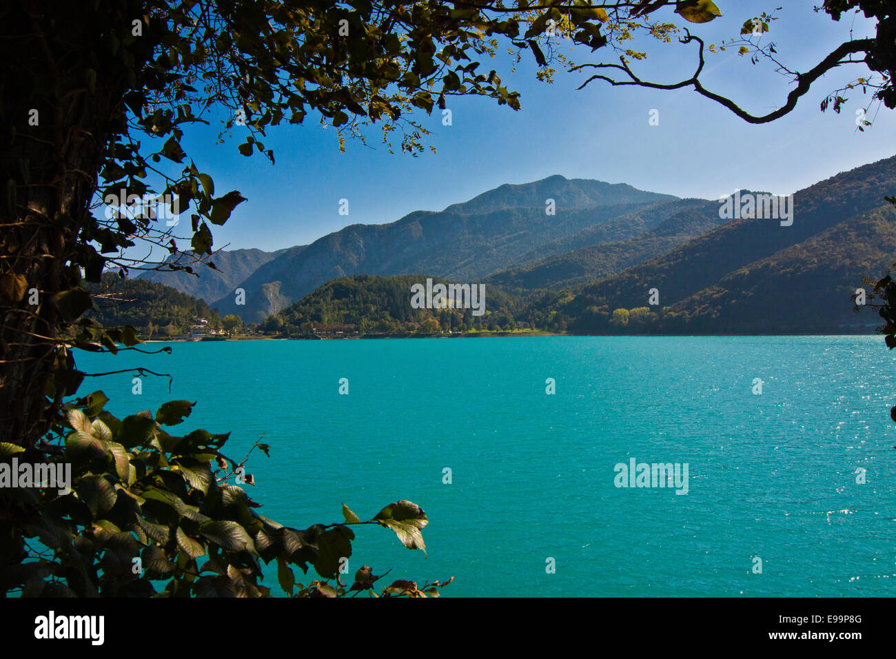Mountain Lake Lago di Ledro Stock Photo - Alamy
