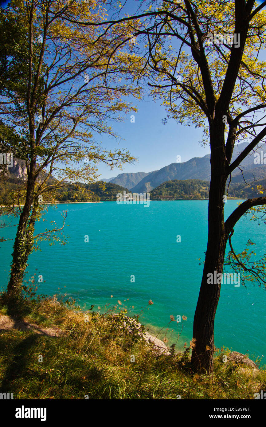 Mountain Lake Lago di Ledro Stock Photo - Alamy