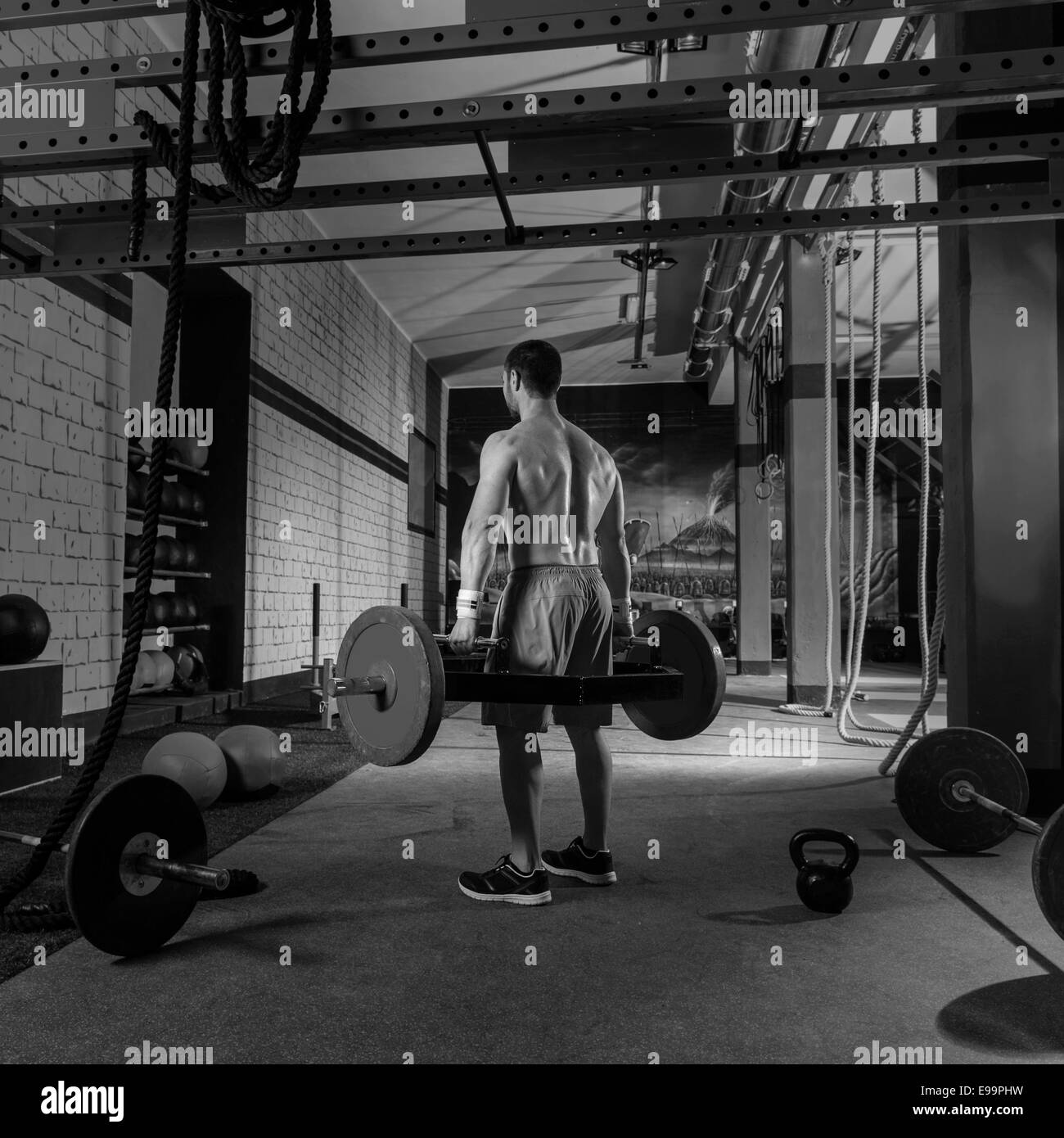 Hex Dead Lift Shrug Bar Deadlifts man at gym workout weightlifting ...