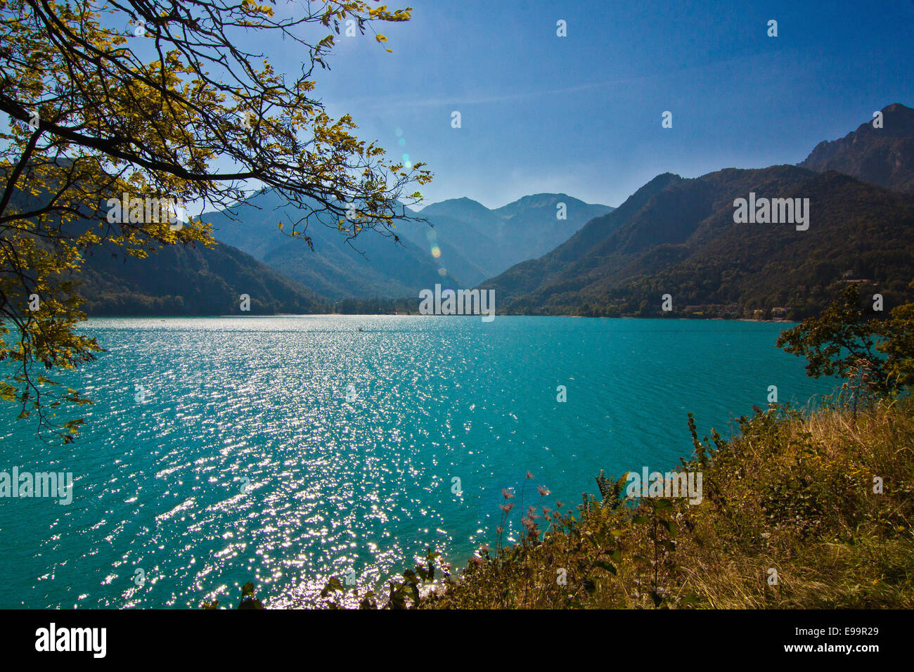Mountain Lake Lago di Ledro Stock Photo - Alamy