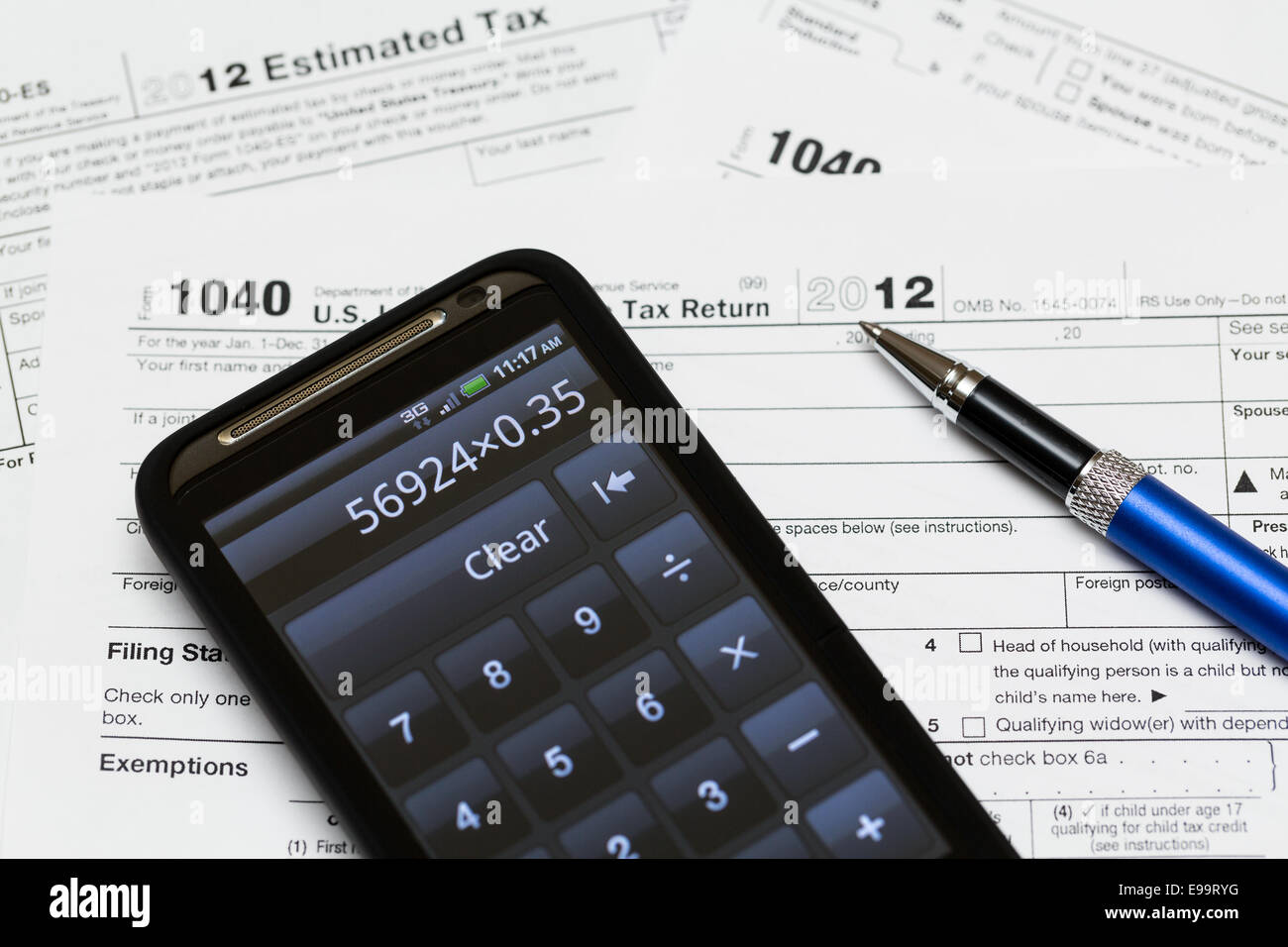 USA tax form 1040 for year 2012 Stock Photo - Alamy
