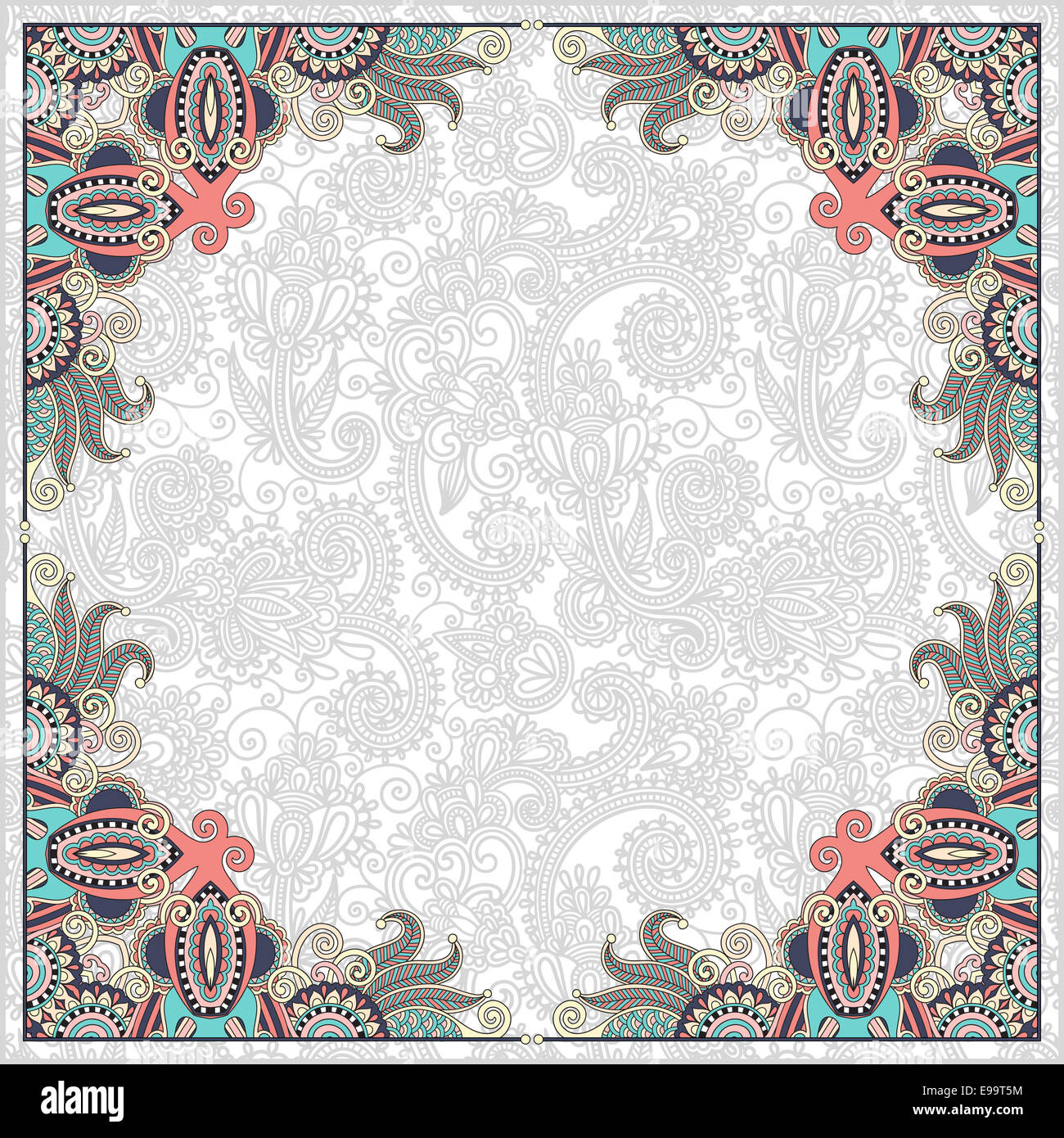 floral vintage frame, ukrainian ethnic style Stock Photo - Alamy