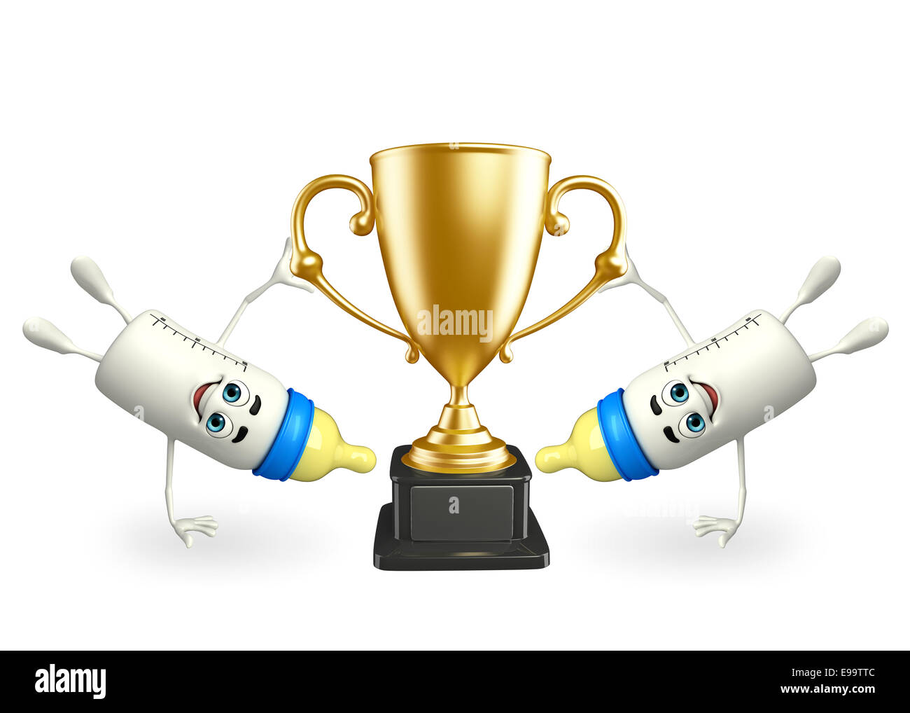Cartoon Character of baby bottle with trophy Stock Photo - Alamy