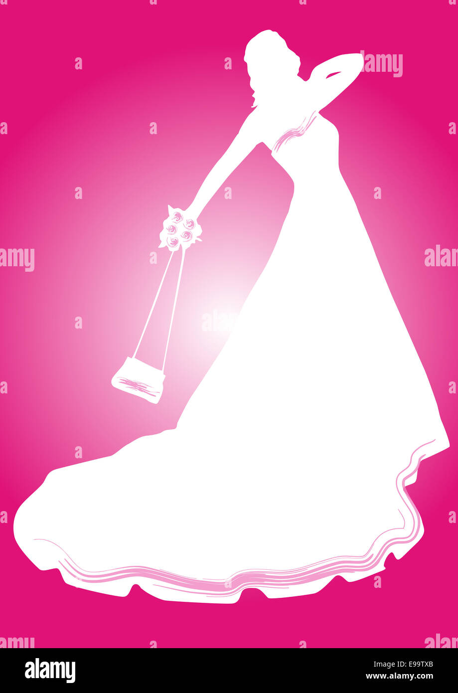White silhouette of a bride Stock Photo - Alamy