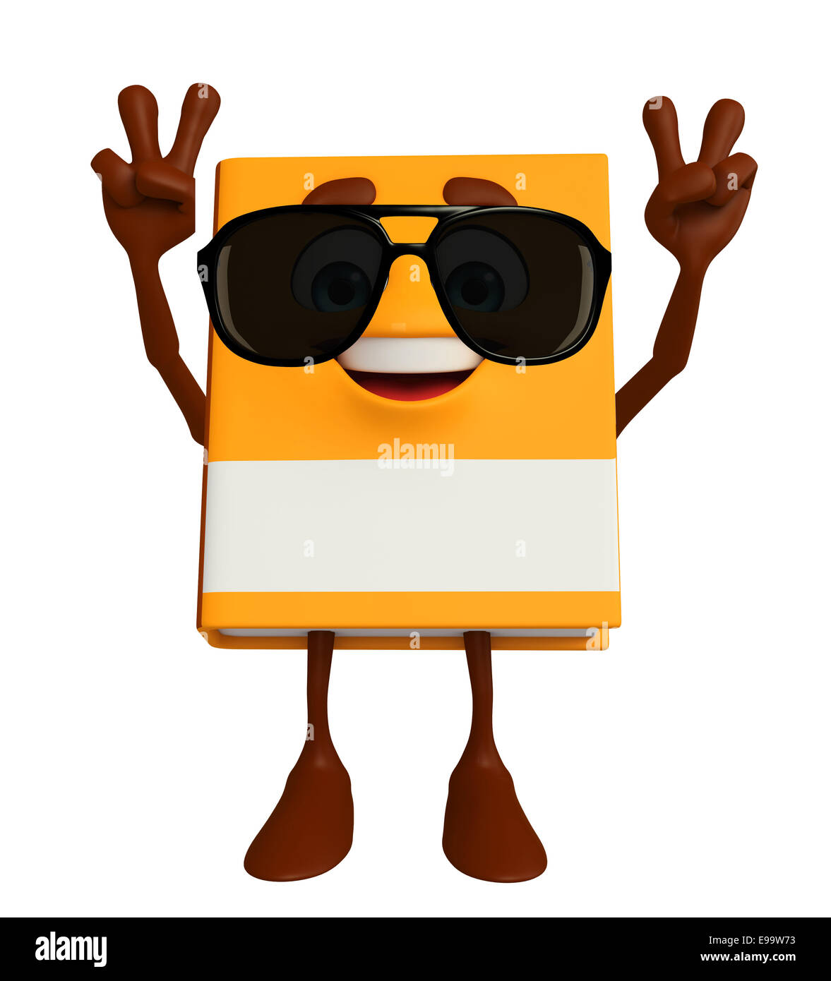 Cartoon Character of Book with victory sign Stock Photo - Alamy