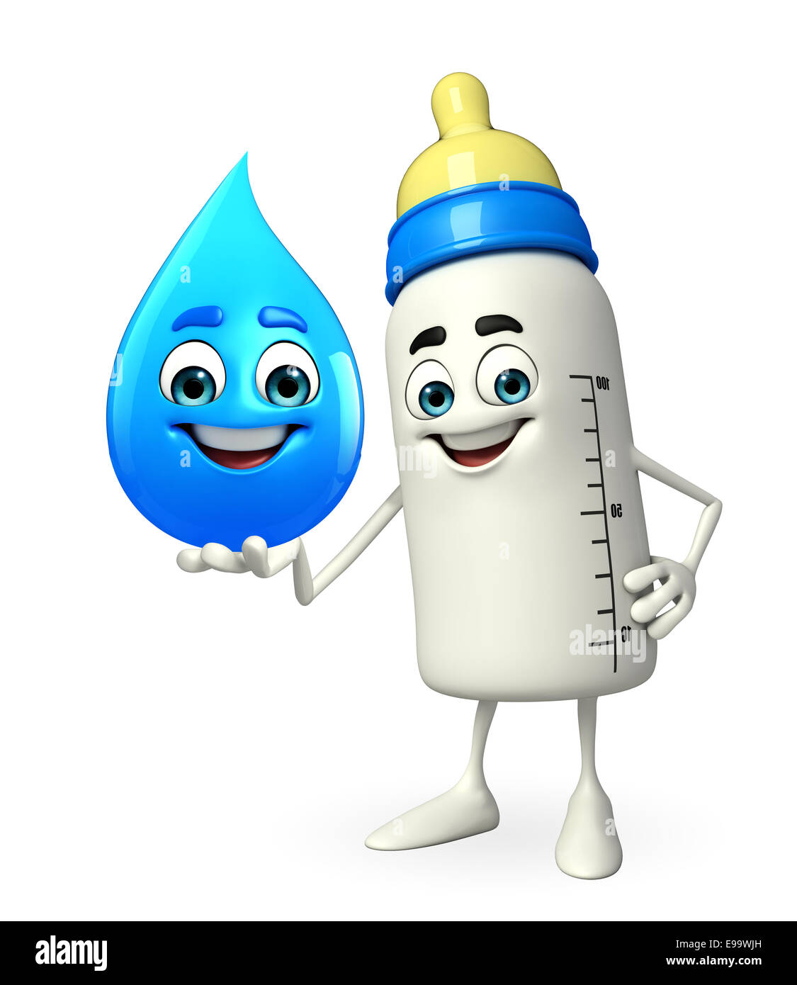 Cartoon Character of baby bottle with water drop Stock Photo - Alamy