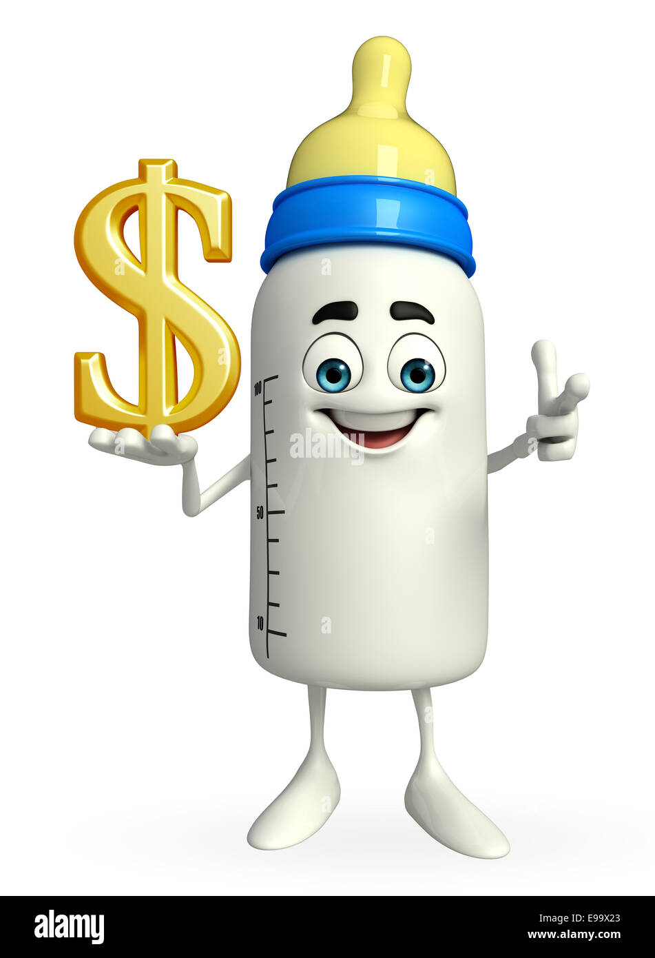 Cartoon Character of baby bottle with dollar sign Stock Photo - Alamy