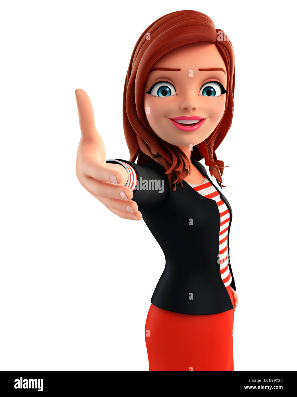 Illustration of corporate lady with shake hand pose Stock Photo - Alamy