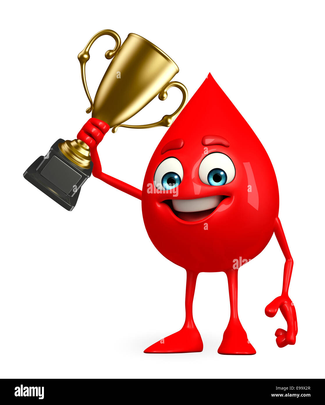 Cartoon Character of Blood Drop with trophy Stock Photo - Alamy