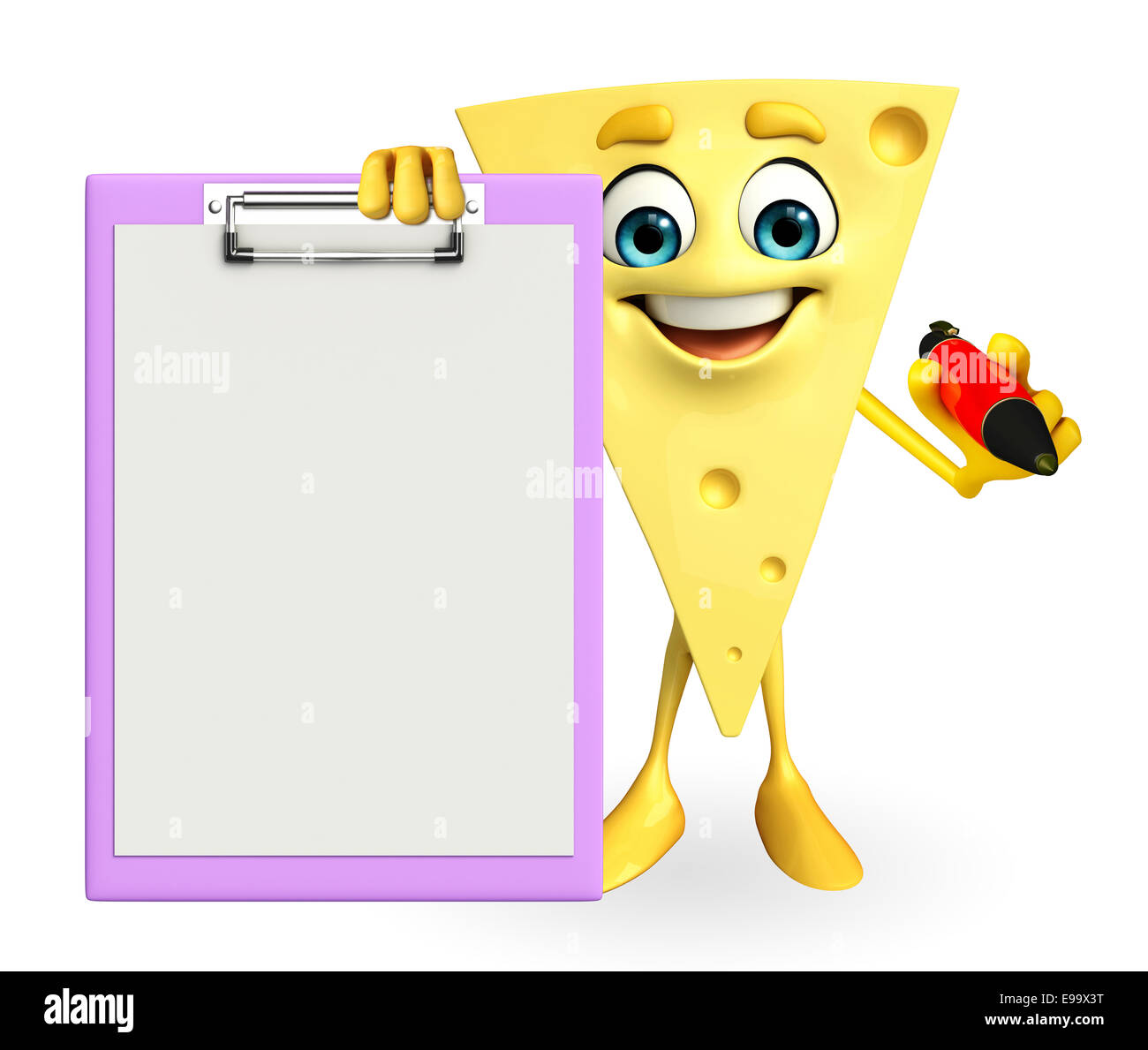 Cartoon Character of Cheese with notepad Stock Photo - Alamy