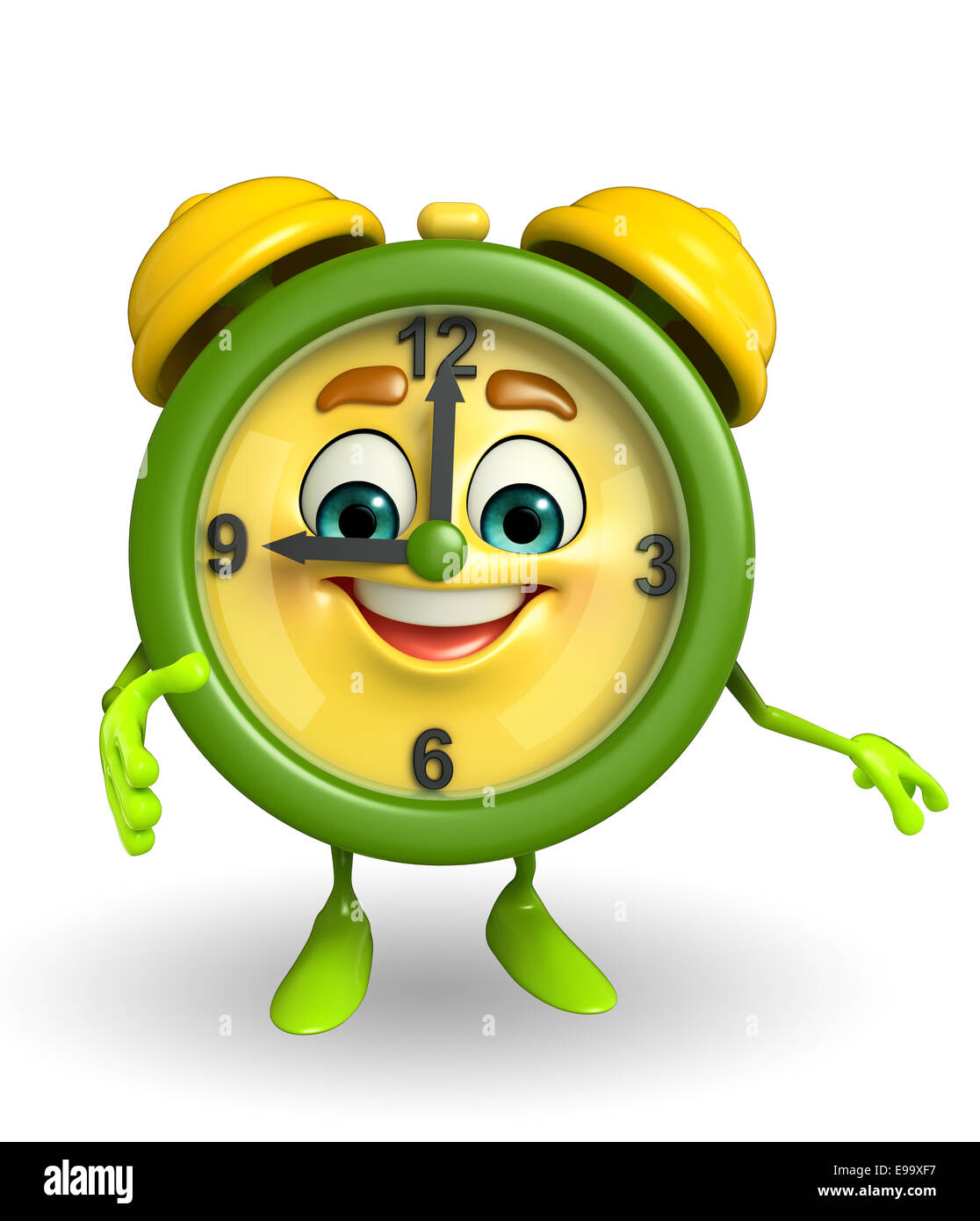 Cartoon Character of table clock with shake hands pose Stock Photo - Alamy