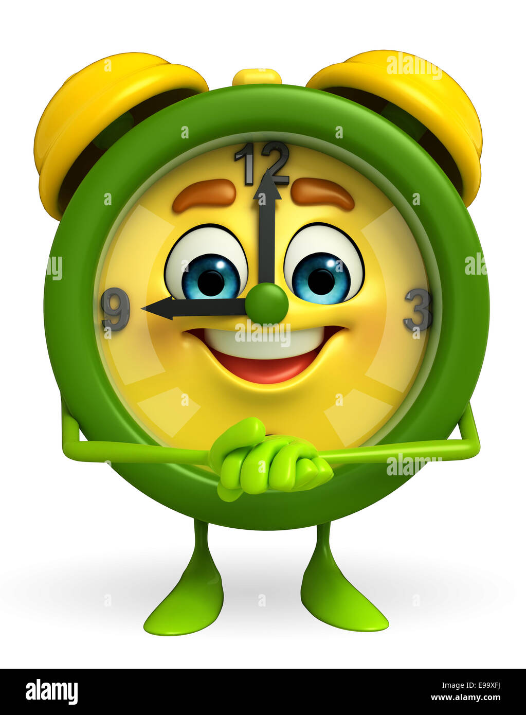 Cartoon Character of table clock with promise pose Stock Photo - Alamy