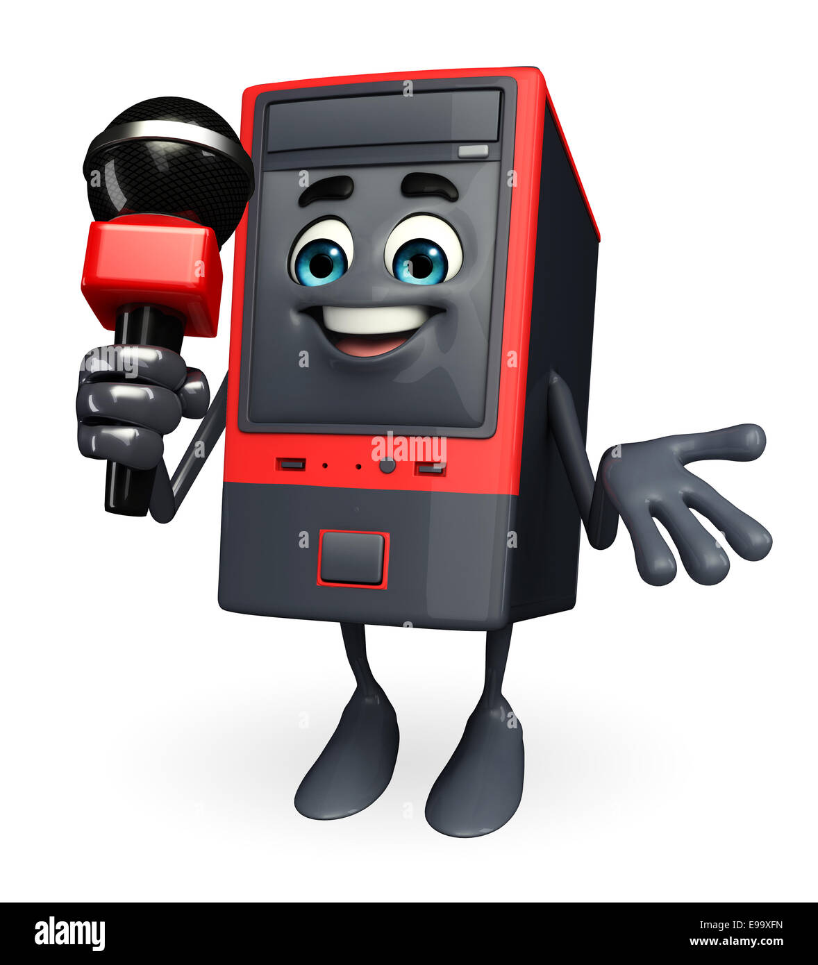 Cartoon Character of Computer Cabinet with mike Stock Photo - Alamy