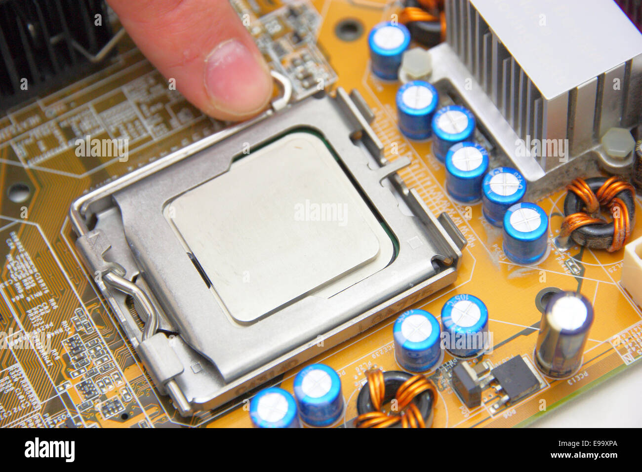 Processor on the computer motherboard Stock Photo - Alamy