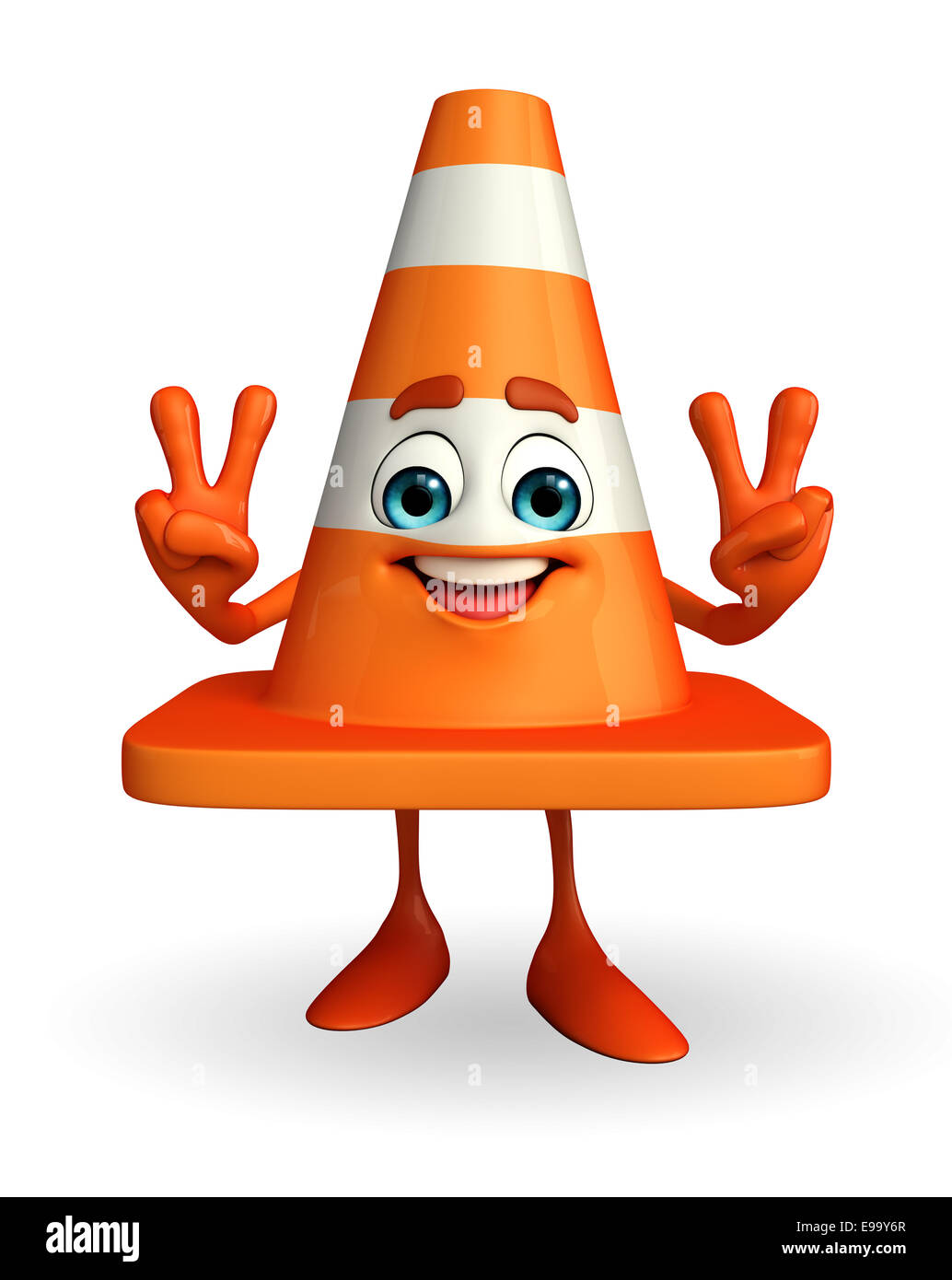 Cartoon Character of Construction cone with victory sign Stock Photo ...