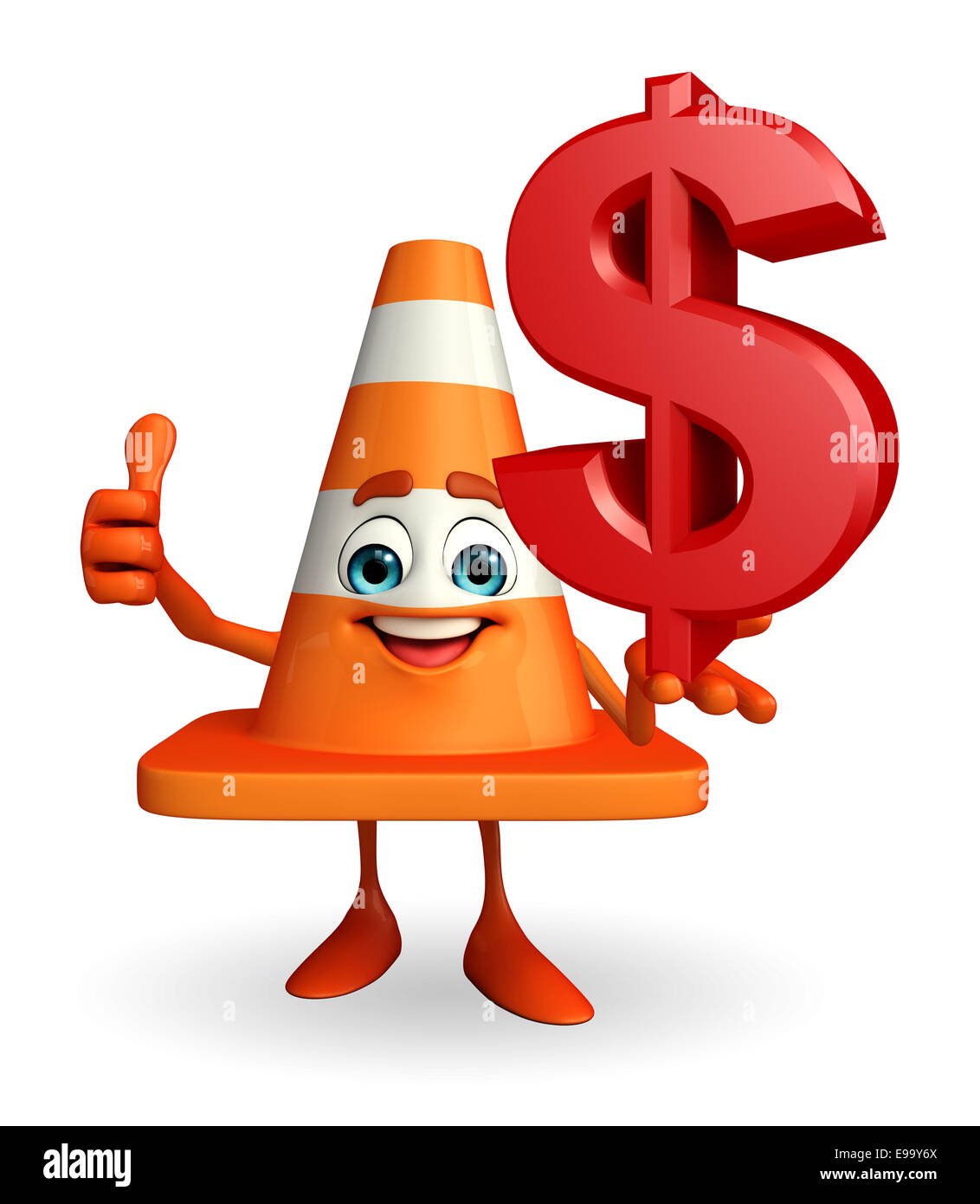 Cartoon Character of Construction cone with dollar sign Stock Photo - Alamy