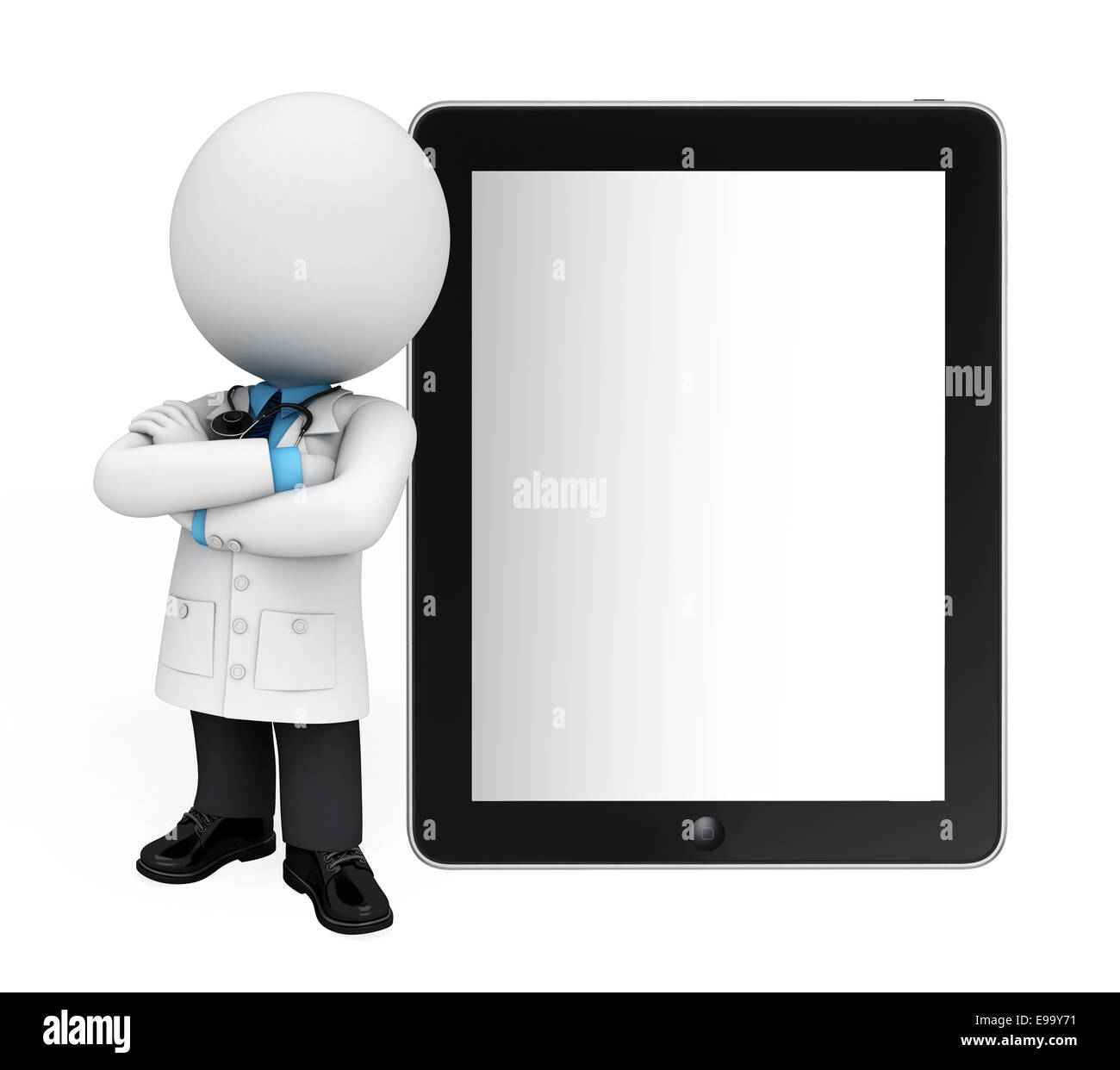 Illustration of young doctor with tab Stock Photo - Alamy