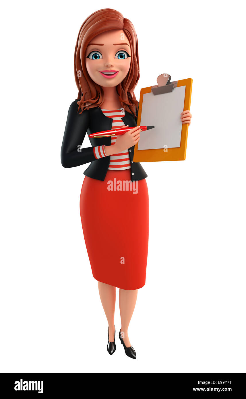 Illustration of corporate lady with notepad Stock Photo - Alamy