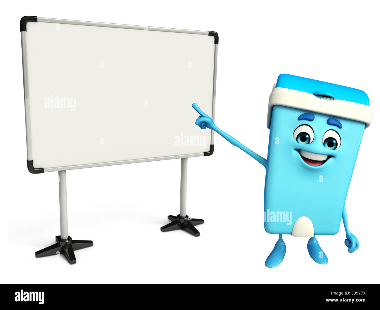 Cartoon Character of Dustbin with display board Stock Photo - Alamy
