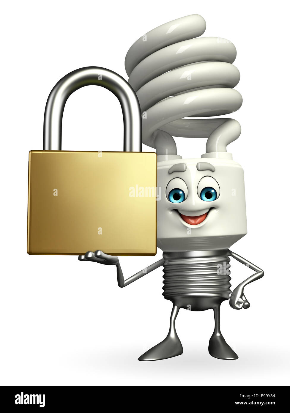 Cartoon Character of CFL with lock Stock Photo - Alamy
