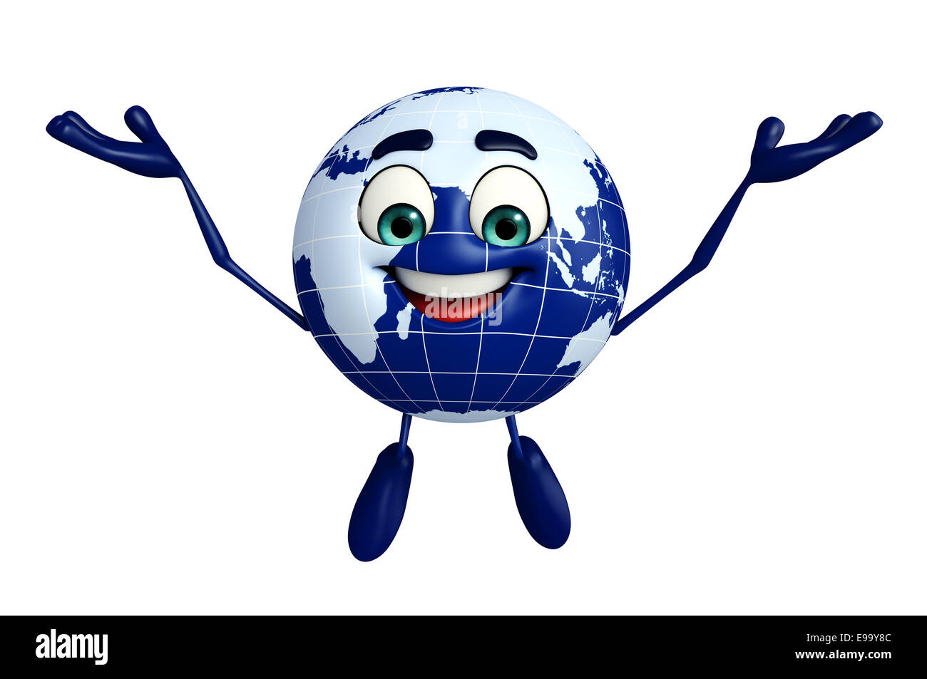 Cartoon Character of Globe is Happy Stock Photo - Alamy