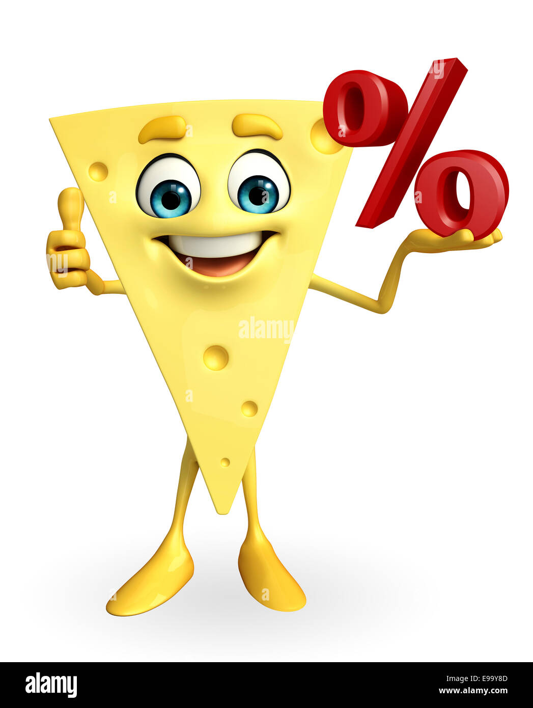Cartoon Character of Cheese with percent sign Stock Photo - Alamy