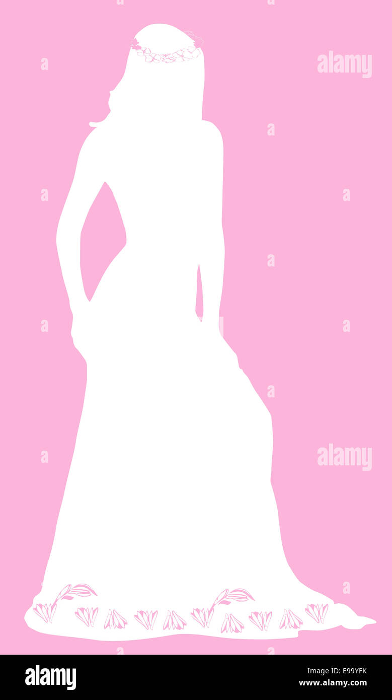 White silhouette of a bride Stock Photo - Alamy